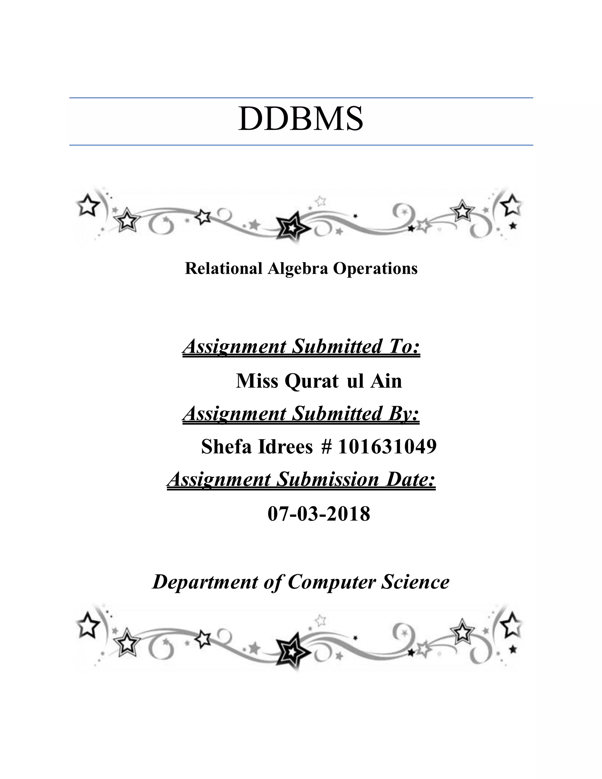 Relational Algebra Operations | PDF Relational Algebra Operations | PDF