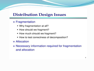 Distributed database management system design issues | PPT