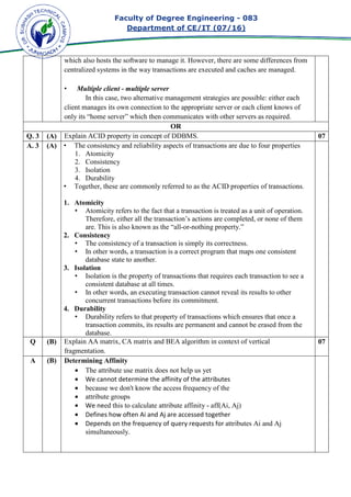 DDBMS Paper with Solution | PDF