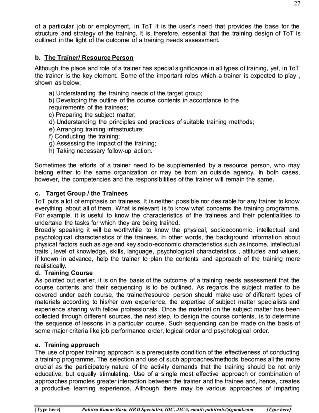 Training Manual - ToT - Draft Final | PDF