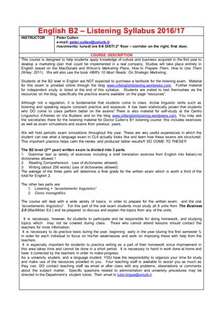 b2-listening-syllabus-2016-2017 | PDF
