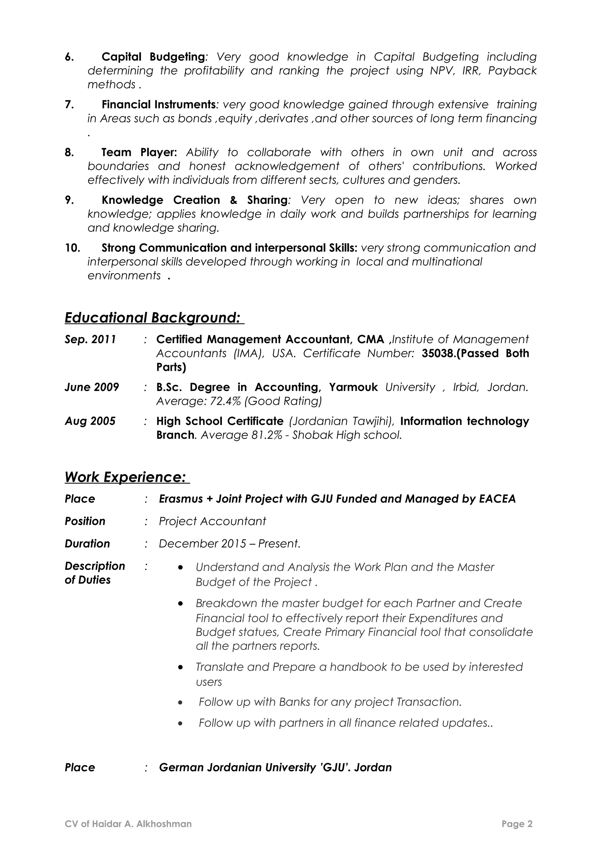 CV of Haidar Al Khoshman | PDF