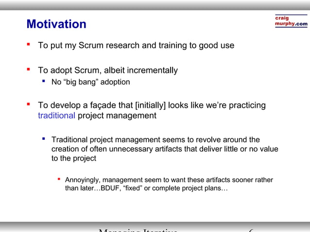 Managing Iterative Development Using Scrum | PPT | Technology & Computing