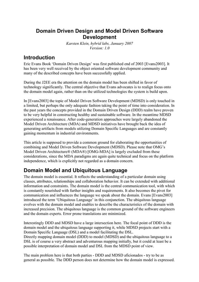 Domain Driven Design and Model Driven Software Development | PDF