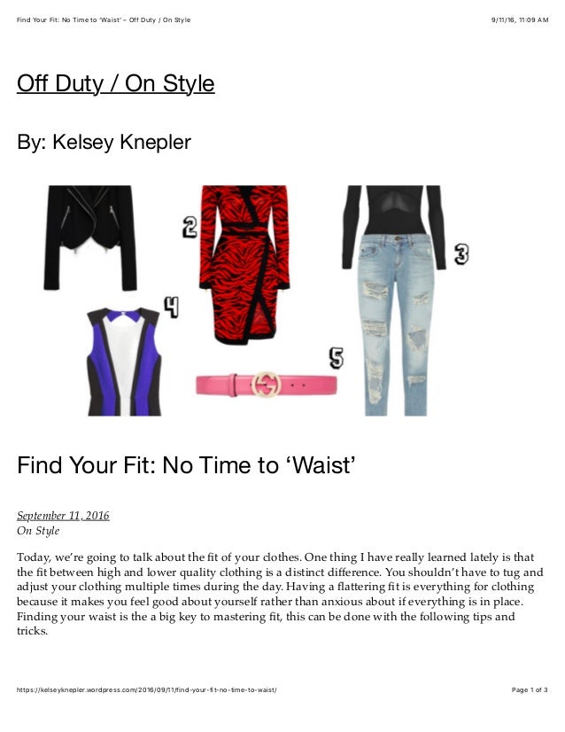 Find Your Fit: No Time to ‘Waist’ – Off Duty : On Style