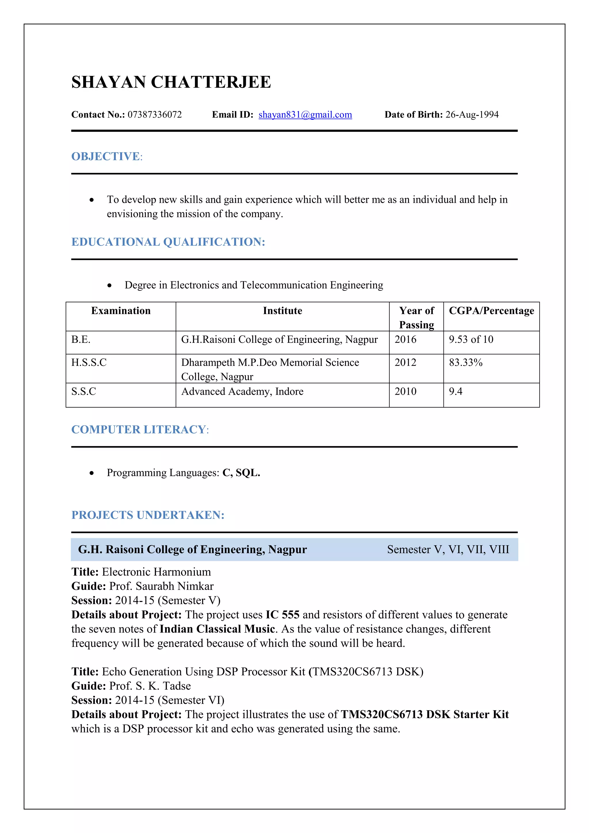 Shayan Chatterjee_Resume | PDF