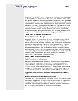 Resume - Stephen G. Hardin 4 [14405] | DOC | Civil Engineering Industry | Industries