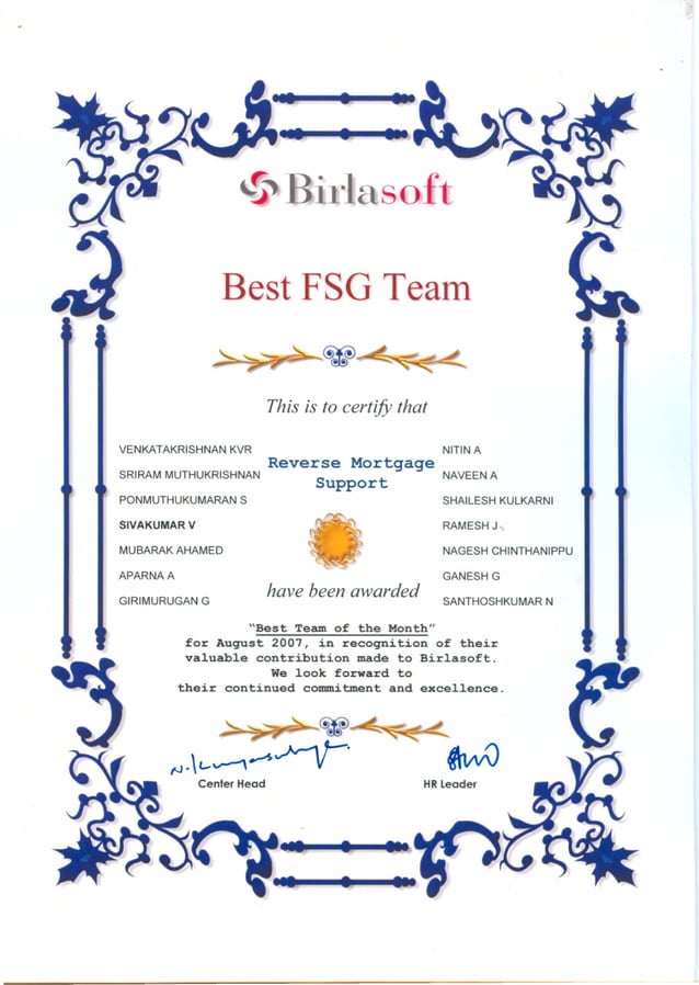 sivakumar V Birlasoft Awards | PDF