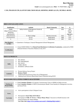 Resume Ravi Sharma | PDF