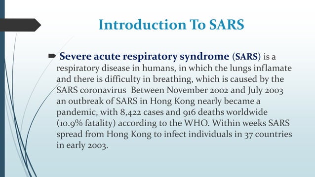 Severe Acute Respiratory Syndrome (SARS) | PPTX | Infectious Diseases ...