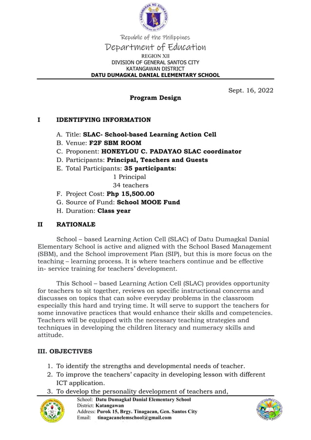 DDDES-SLAC-2021-2022-PROGRAM-DESIGN.docx | Free Download