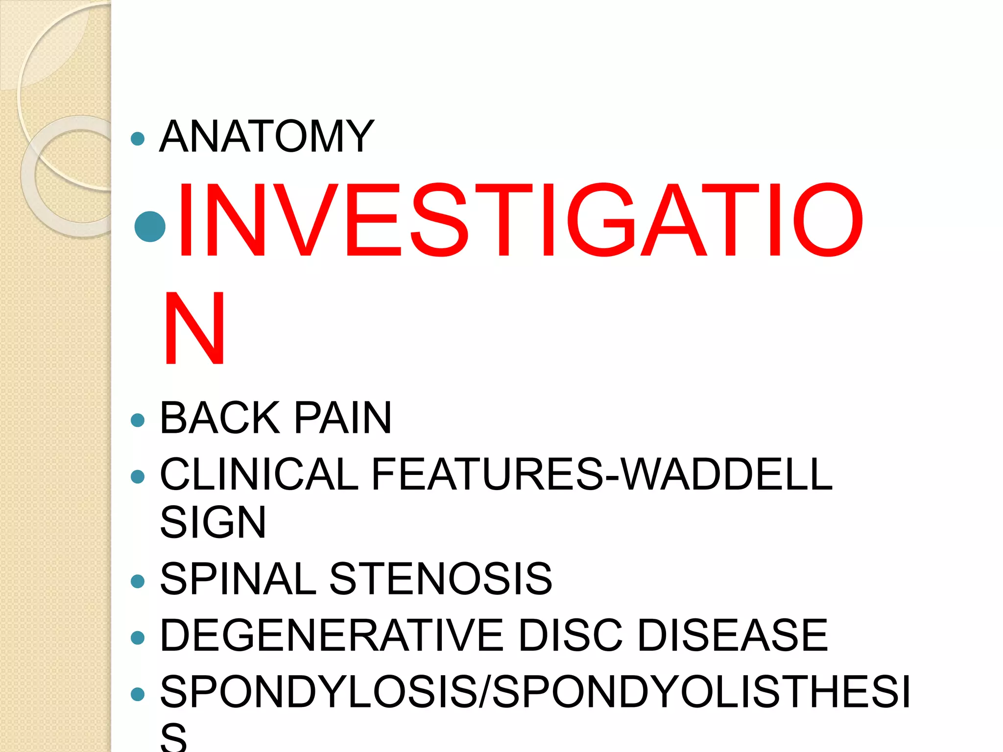 Degenerative disease of the spine | PPTX