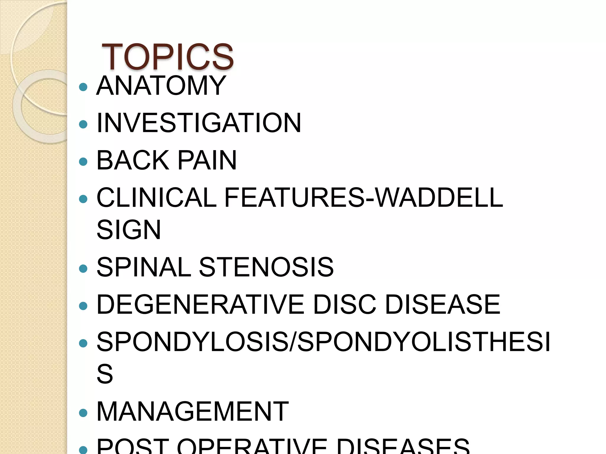 Degenerative disease of the spine | PPTX