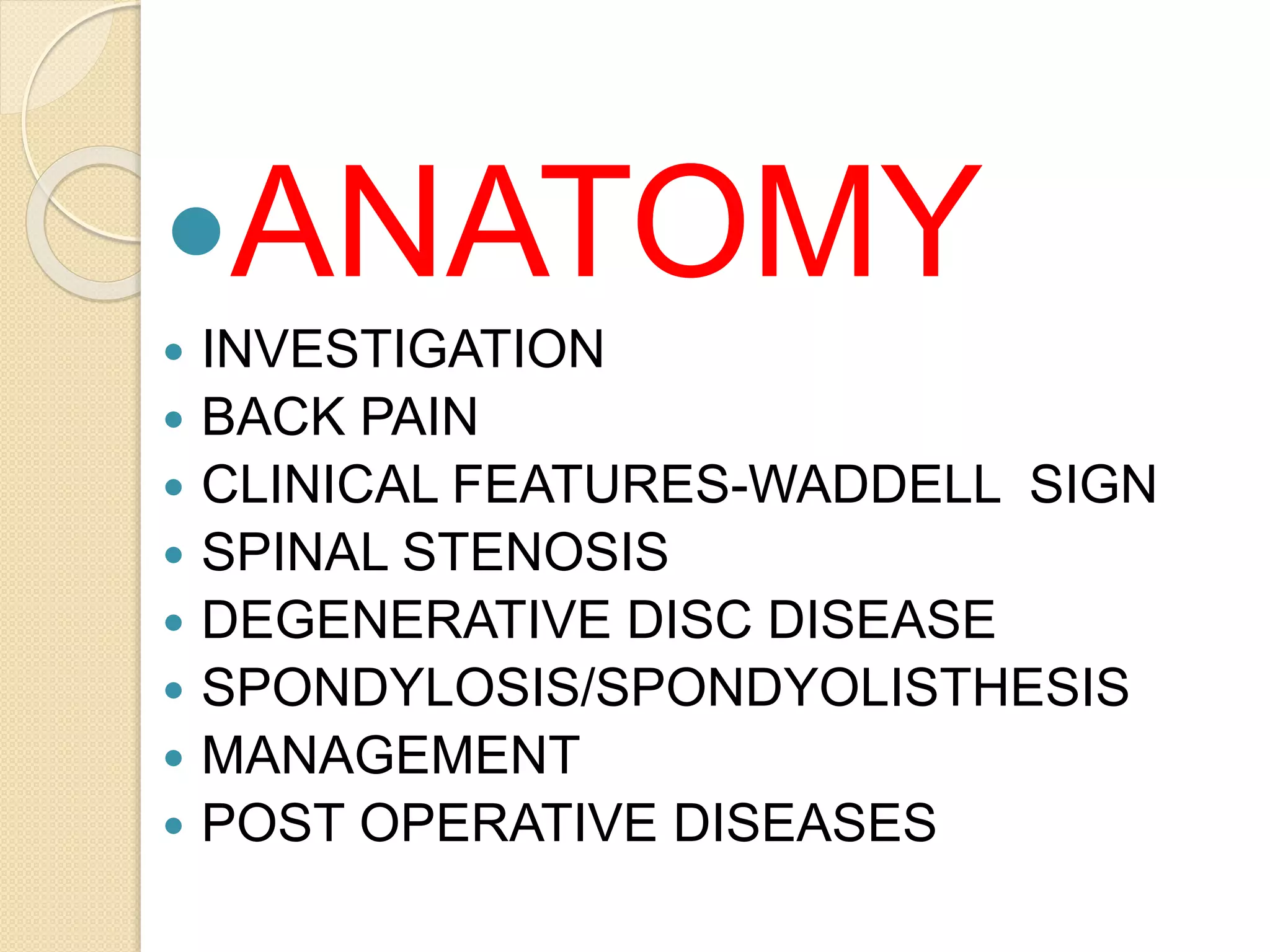 Degenerative disease of the spine | PPTX