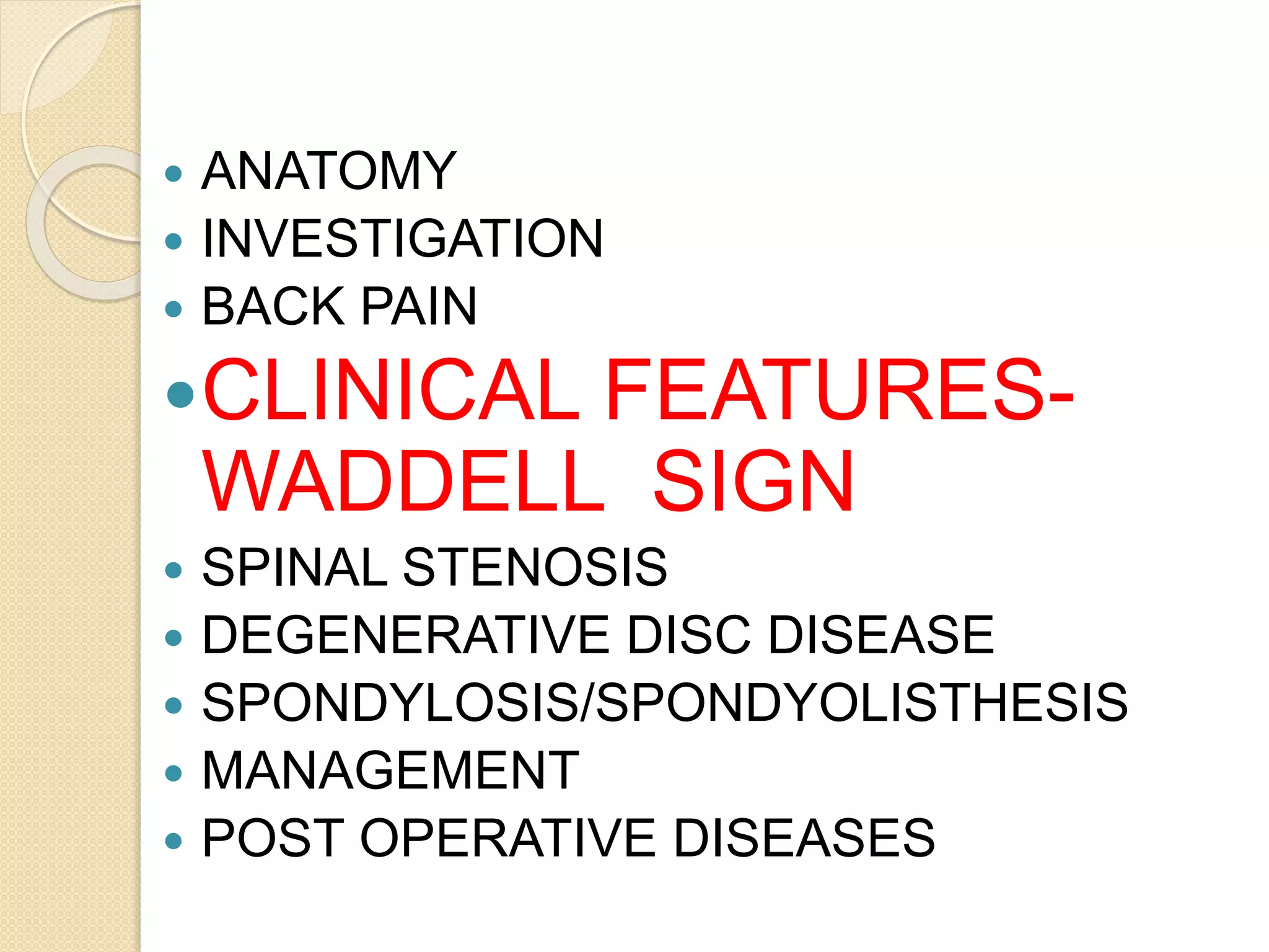 Degenerative disease of the spine | PPTX