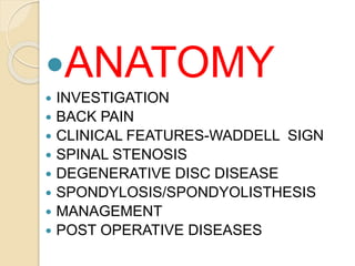 Degenerative disease of the spine | PPTX