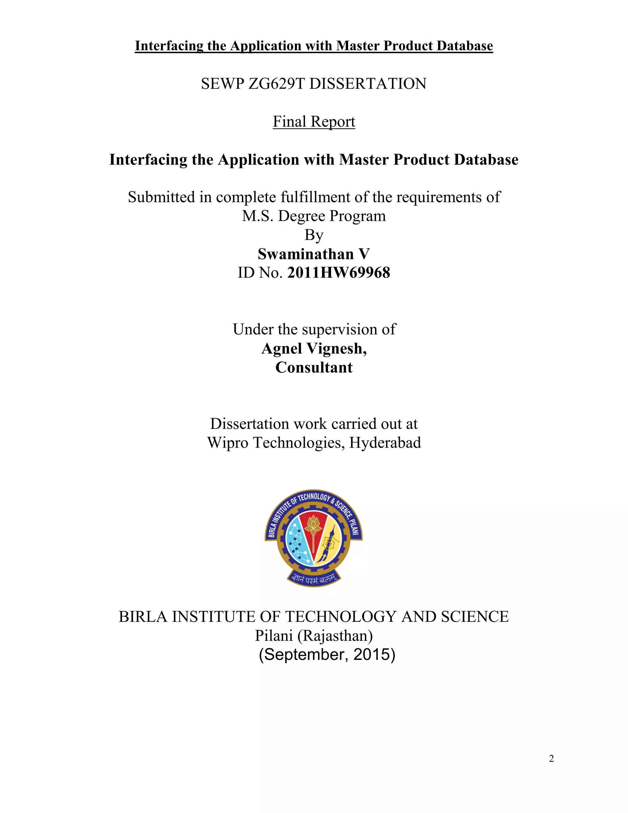 2011HW69968-Dissertation Final Report | PDF