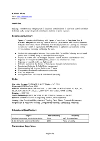 Richa Kumari's Resume for IT Roles | PDF