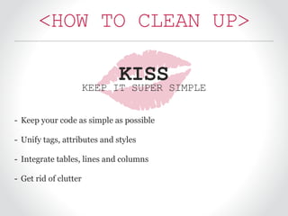 Cleaning Up HTML Codes | PDF | Web Design and HTML | Internet