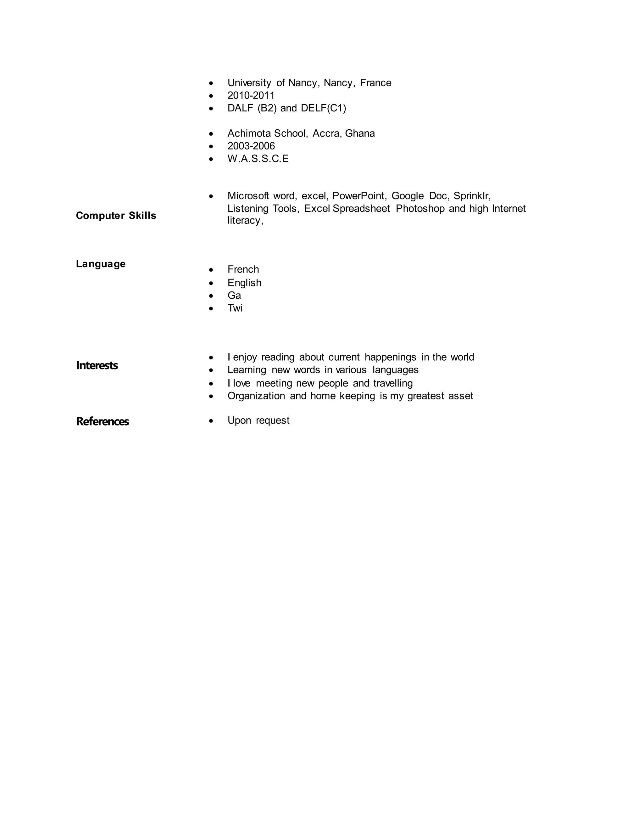JEANNETTE QUASHIE cv | DOCX | Social Networking | Internet