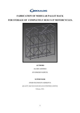 Motorcycle Pallet Rack Project Report | PDF