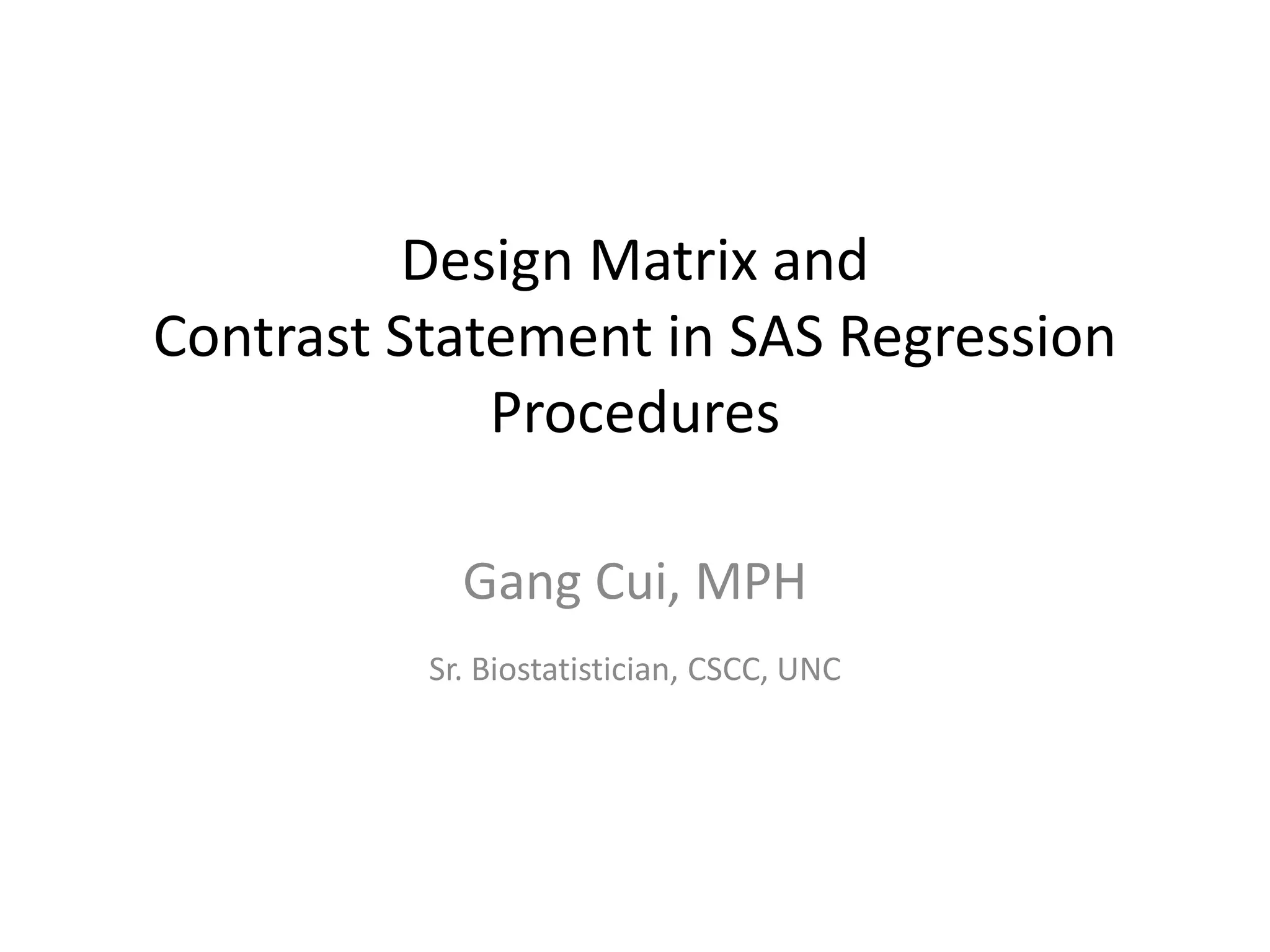 Design matrix and Contrast | PPTX