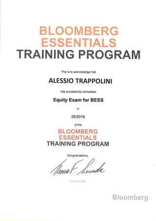 Bloomberg Certificate | PDF