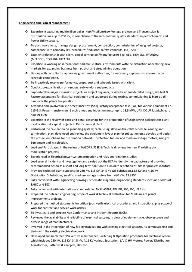 PROJECTS-RELAIBILITY-MAINTENANCE CV | DOC