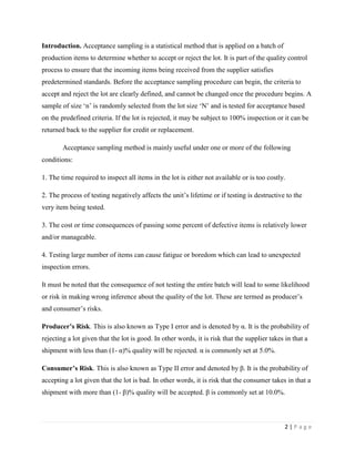 Sampling Acceptance Project | PDF