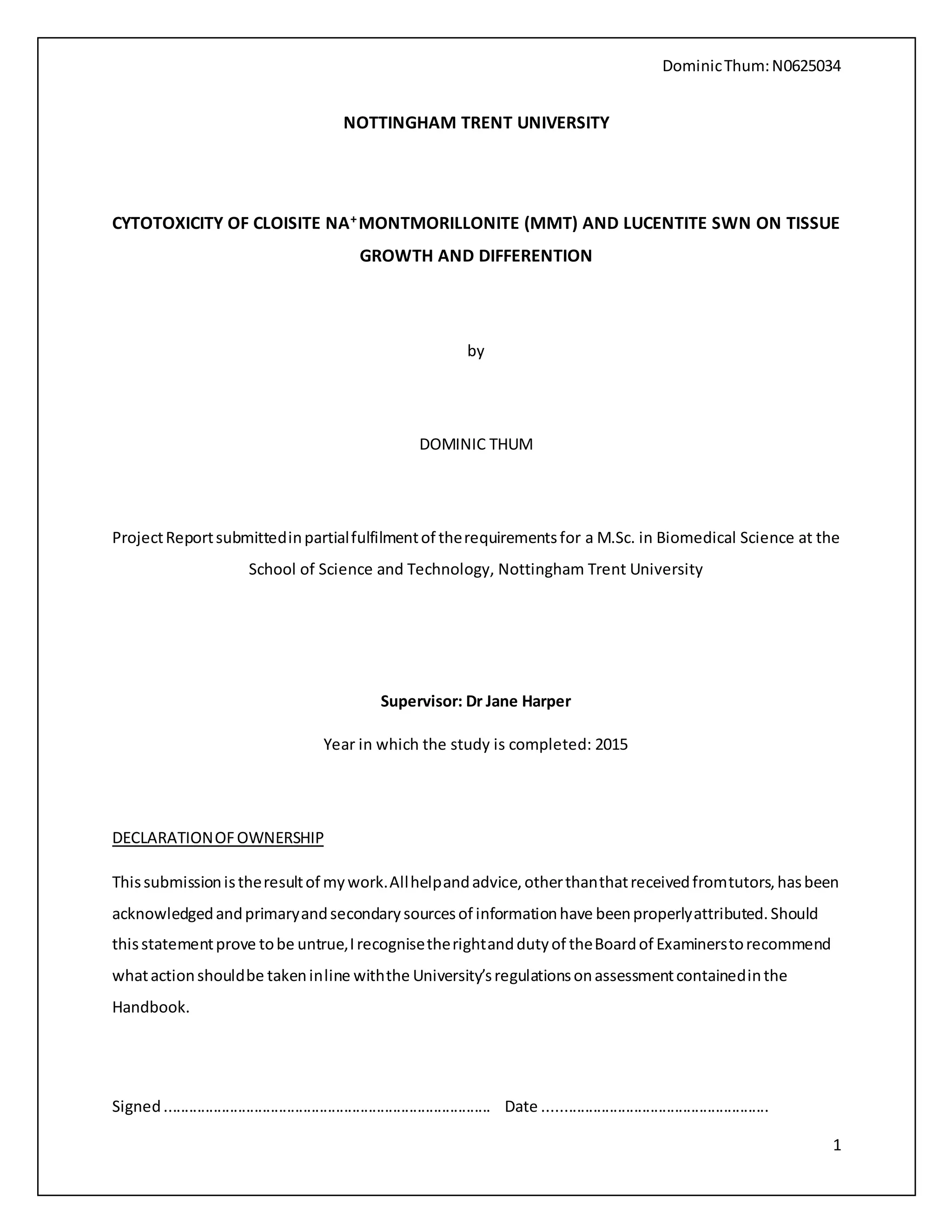 Research Project Dissertation_Final_270815_DT | PDF