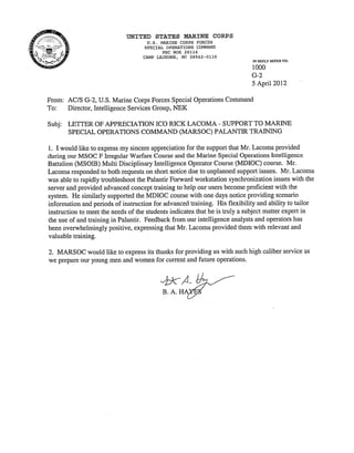 MARSOC Letter of Accomendation | PDF