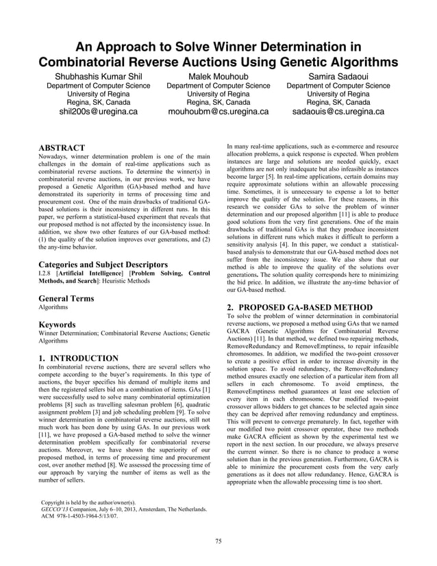An Approach to Solve Winner Determination in Combinatorial Reverse Auctions Using Genetic ...