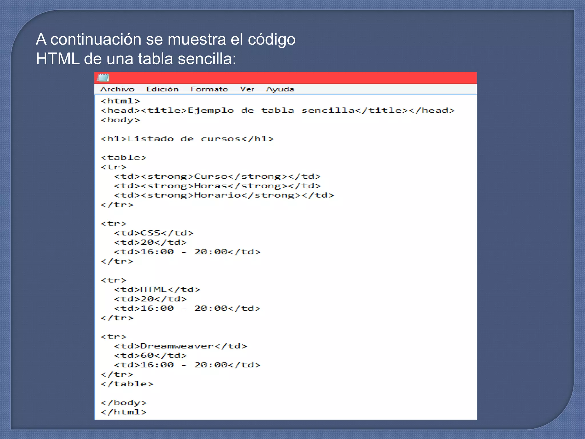 Tablas en Html | PPTX