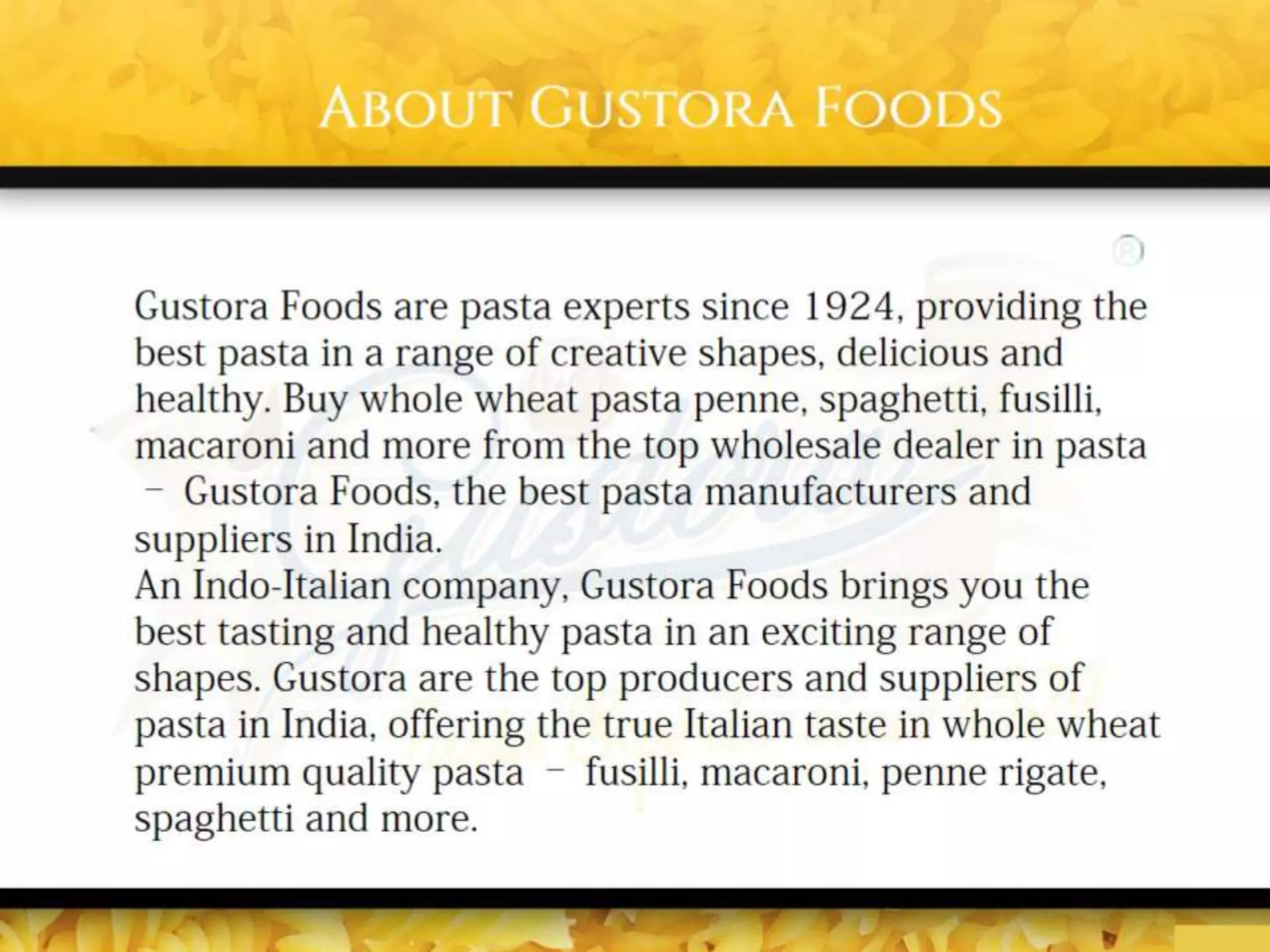 Gustora Foods Inc | PPT