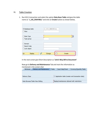 EWAY BILL Ddic creation | PDF
