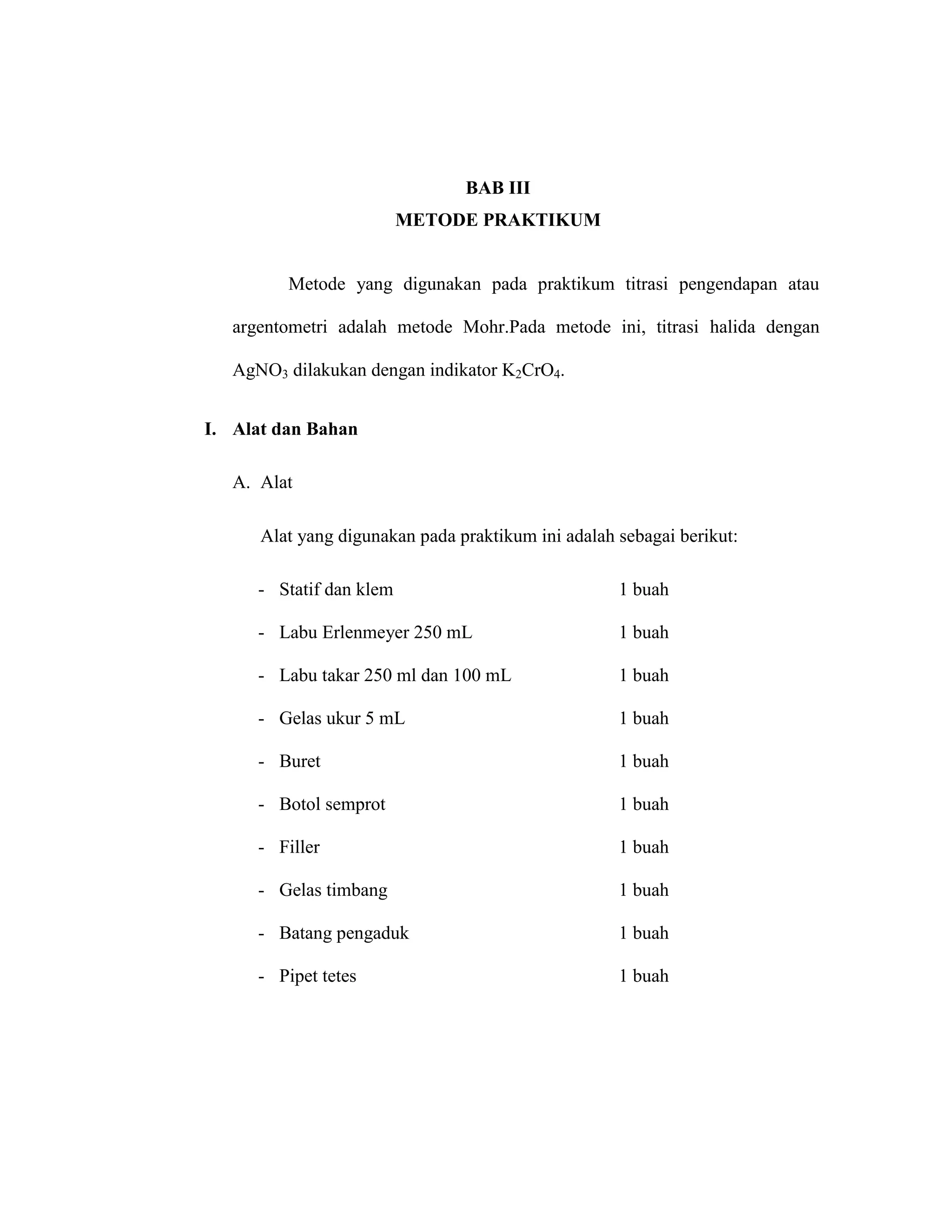 laporan praktikum titrasi pengendapan | DOCX