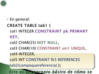 Ddl-Lenguaje de definición de datos | PPT