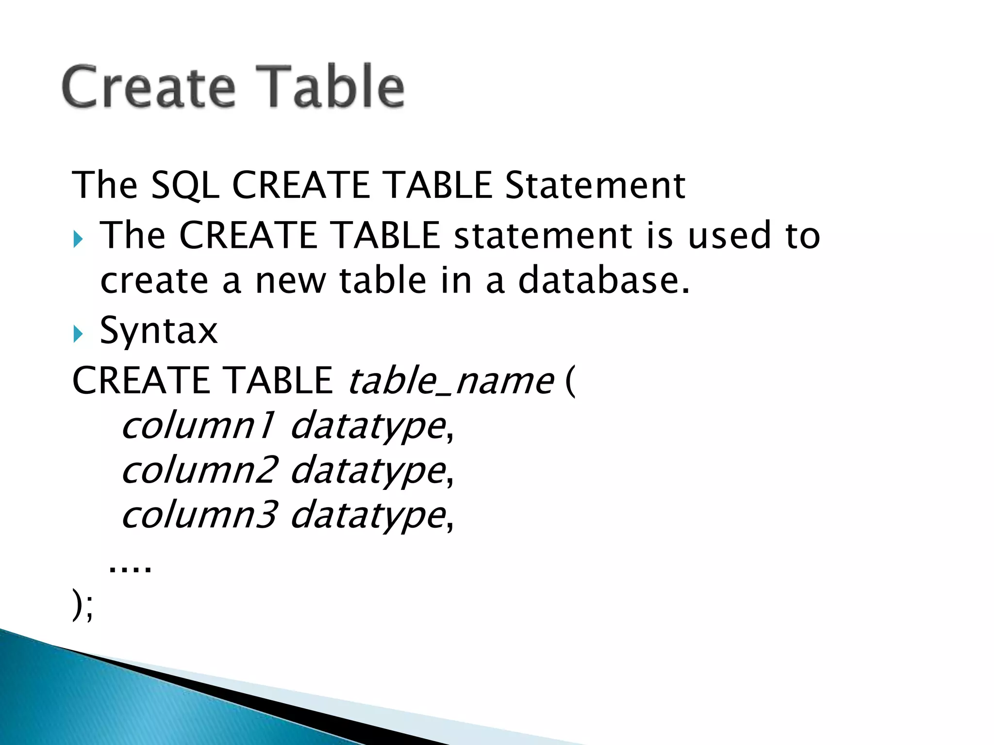 DDL DATA DEFINATION LANGUAGE | PPT