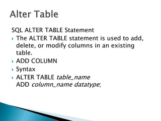 DDL DATA DEFINATION LANGUAGE | PPT