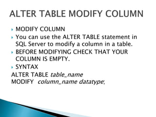DDL DATA DEFINATION LANGUAGE | PPT