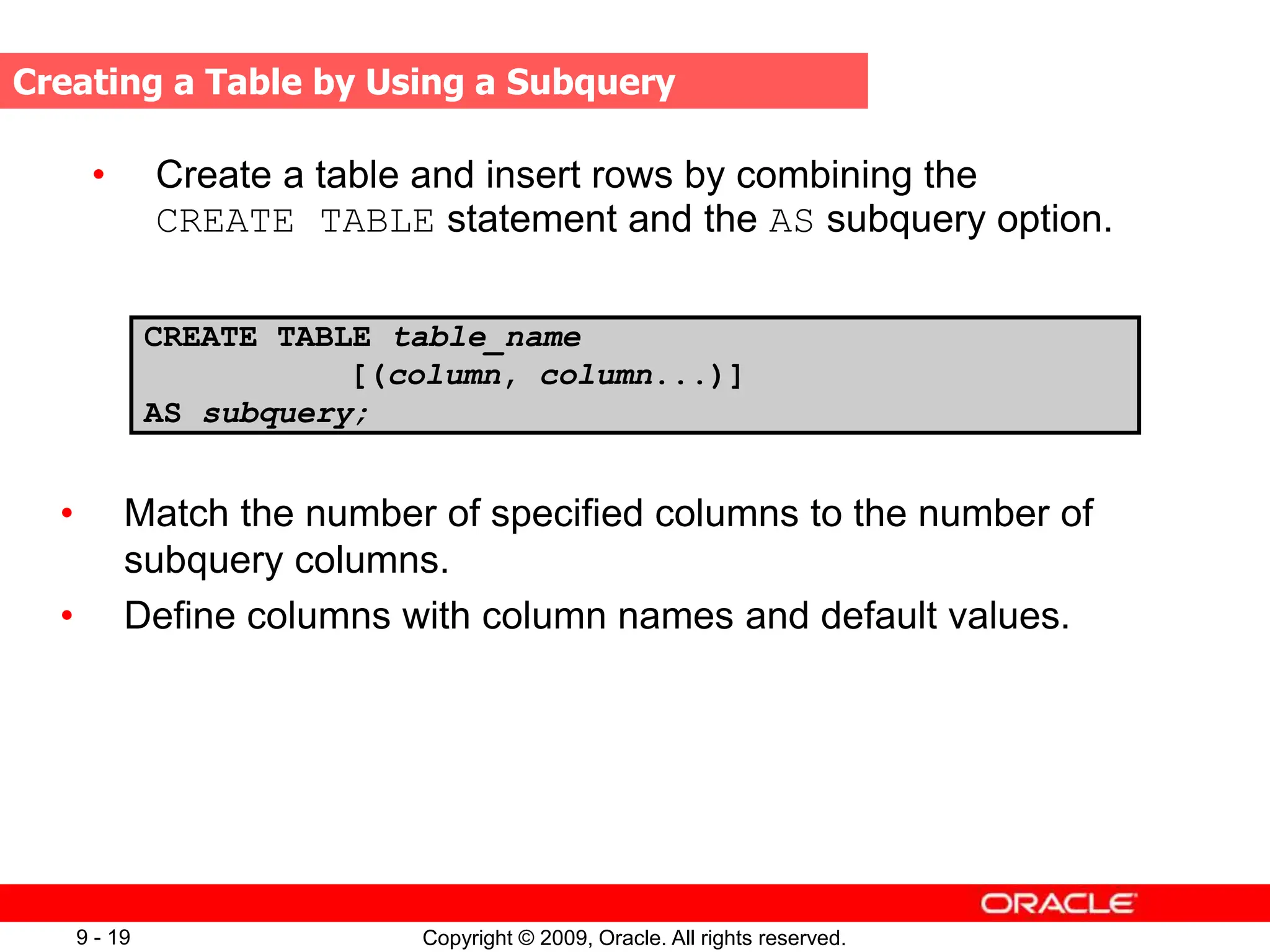 DDL. data defination language for creating database | PPT