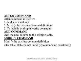 Data Definition Language Commands - Examples | PPT