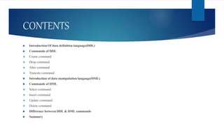 Ddl & dml commands | PPTX