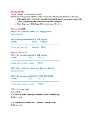 DDL logging Parameter in Oracle 11g & 12c | PDF