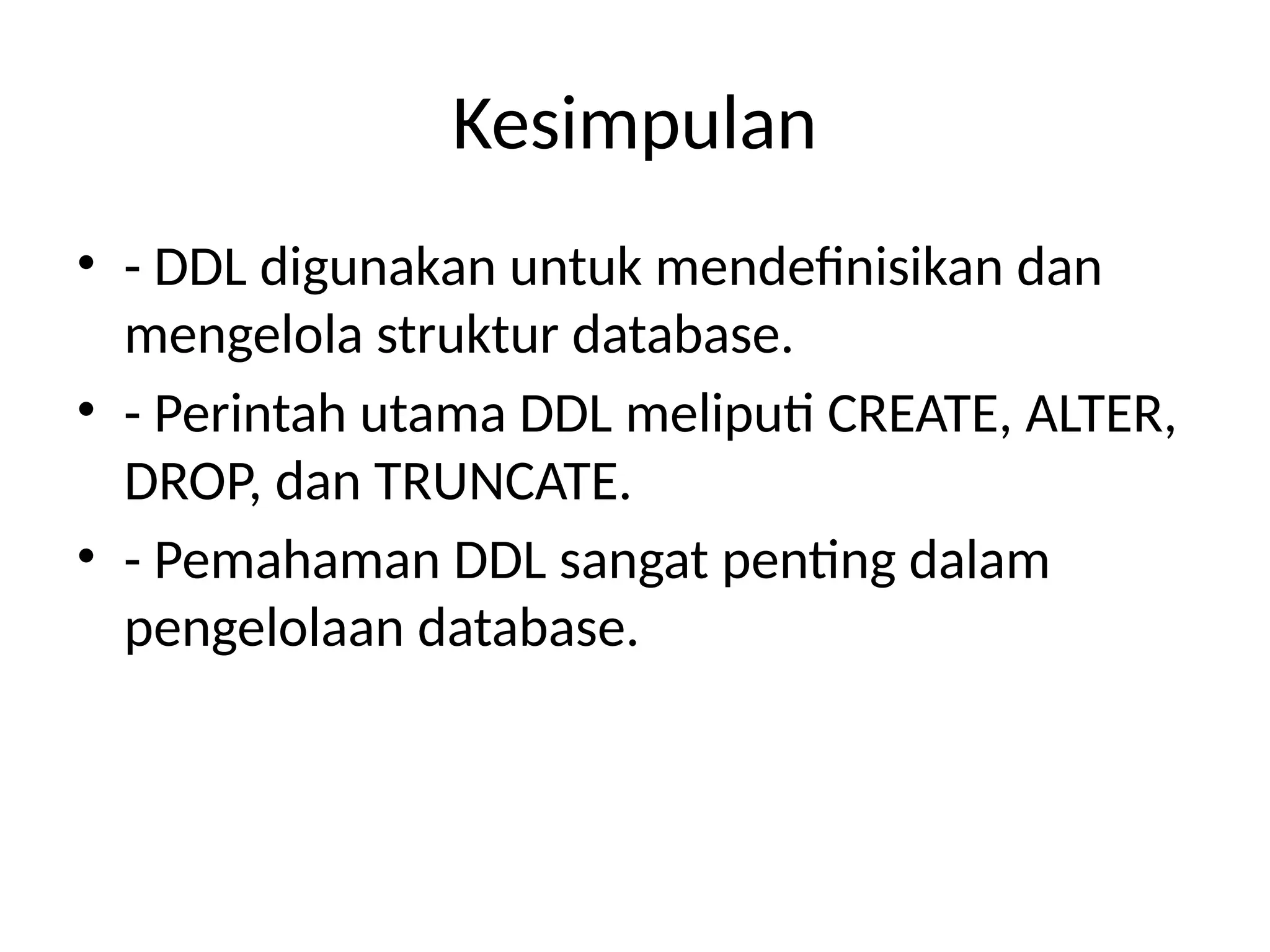Presentasi Materi Data Definition Language | PPTX