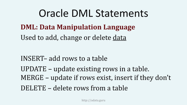 Oracle SQL DML Statements | PPT