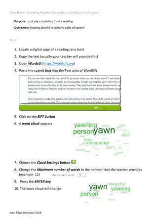 DDL WordSift Activity 5- Study Key Vocabulary from a Reading | PDF