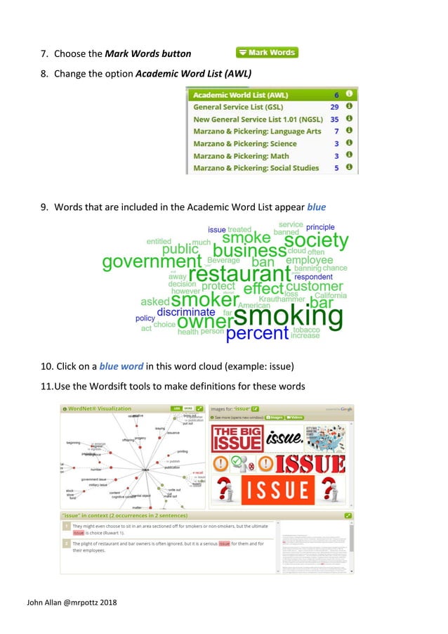 DDL WordSift Activity 6- Identify AWL terms in a text | PDF