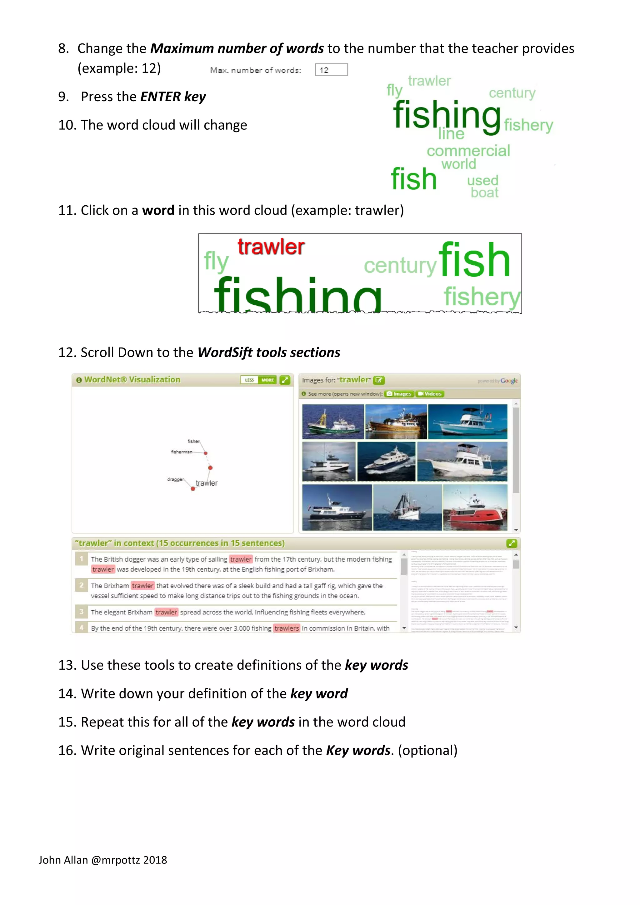 DDL WordSift Activity 7- Study Key Vocabulary before writing activity | PDF