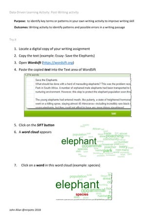 DDL WordSift Activity 8- Identify patterns in personal writing | PDF
